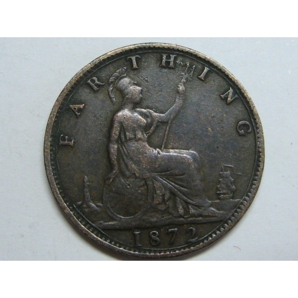 1872 Gran Bretaña Farthing victoria británica de cobre